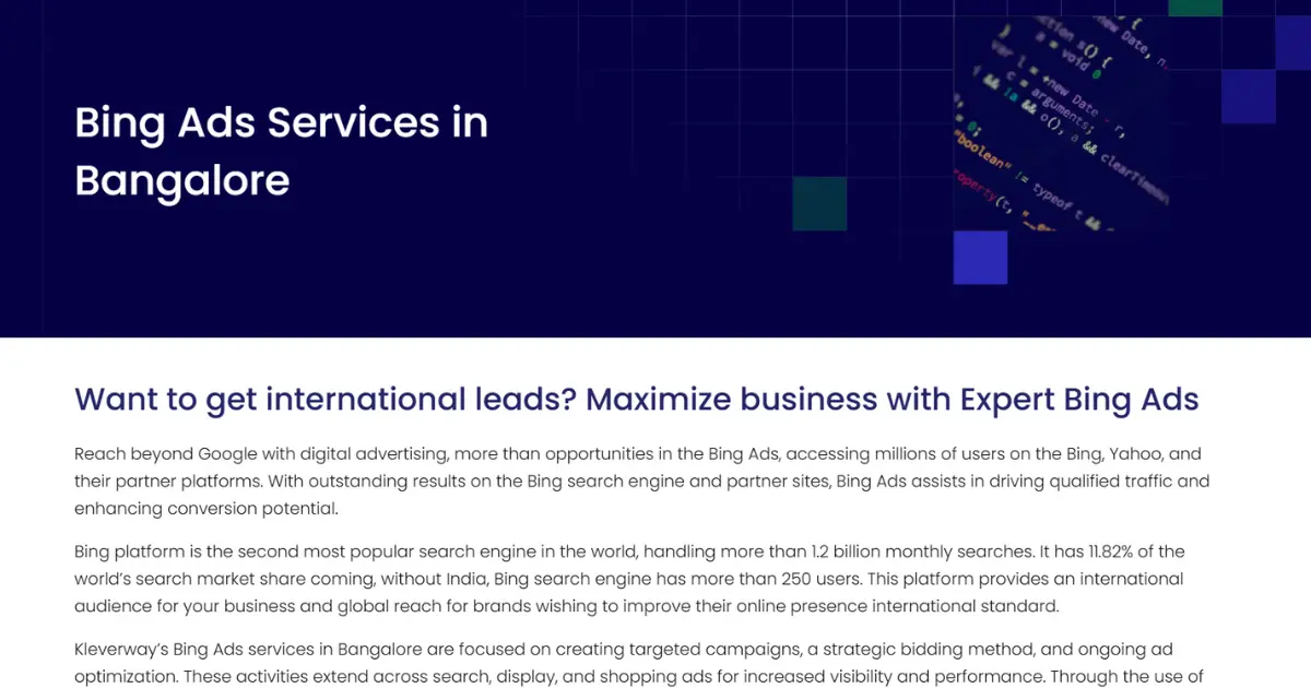 Bing Ads (Microsoft Advertising) services in Bangalore (India)